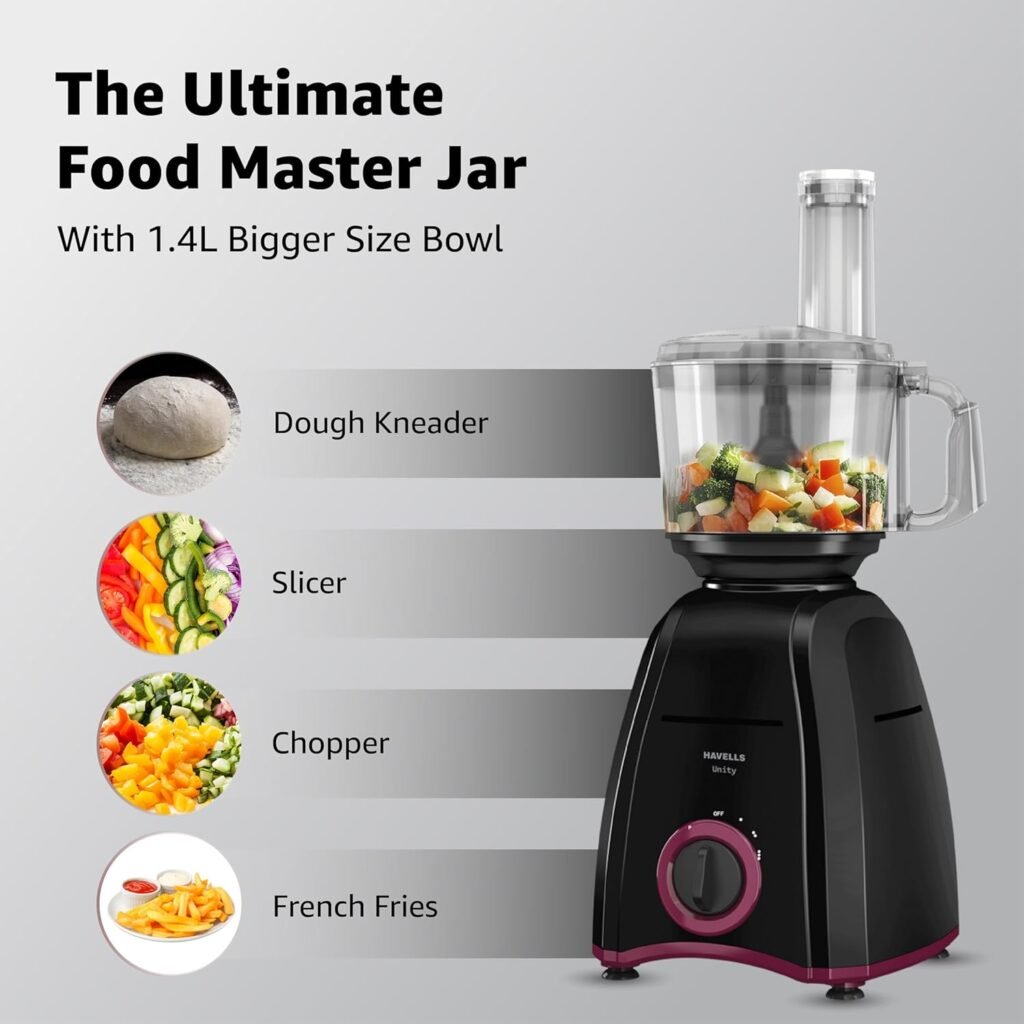 Havells Unity 750W Food Processor | 4 Jars – Juicer, Mixer, Grinder ...